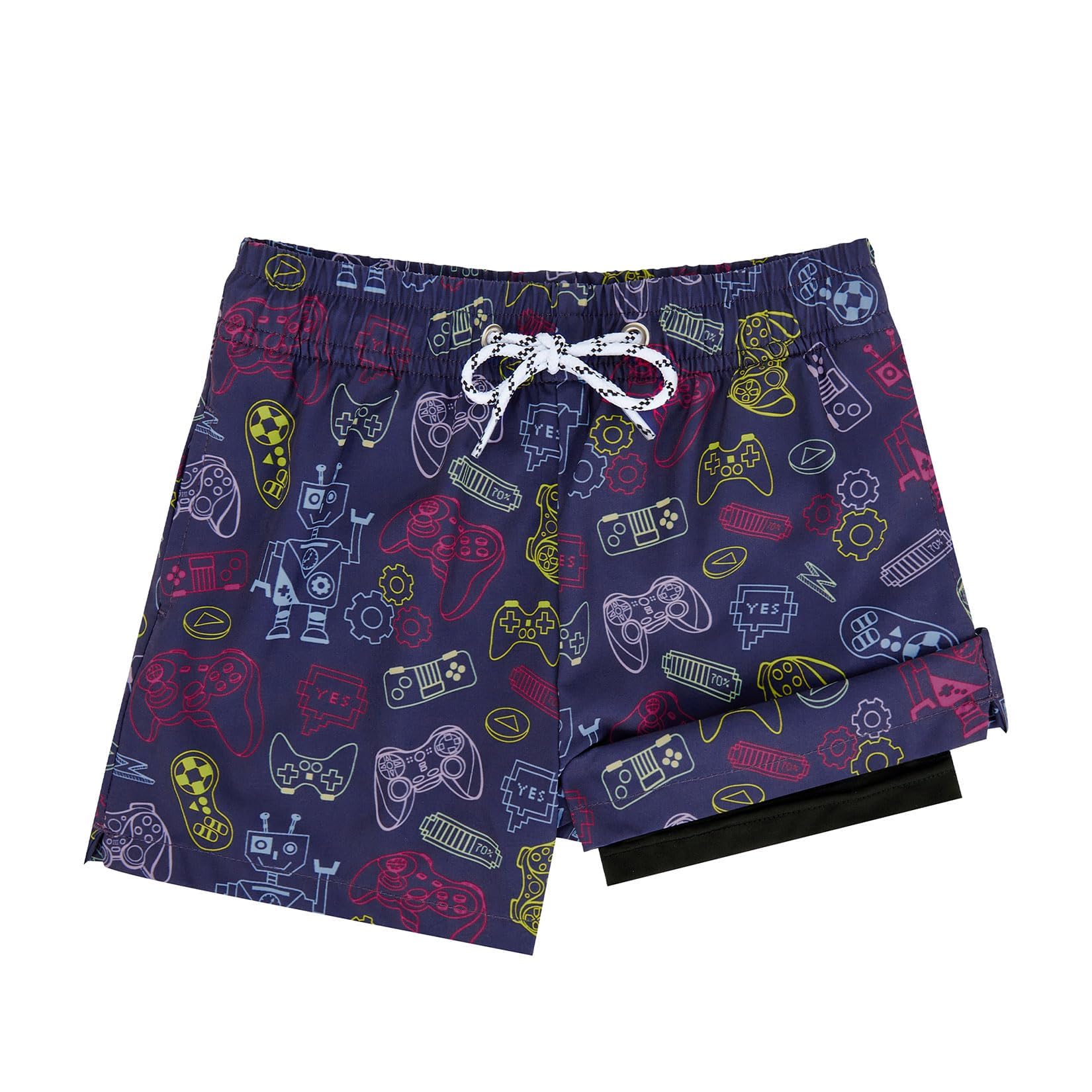 Century Star Boys Swim Trunks with Compression Liner Quick Dry Boys Bathing Suit Toddler Swim Trunks Beach Board Shorts Swimwear Games Console 10-12 Years