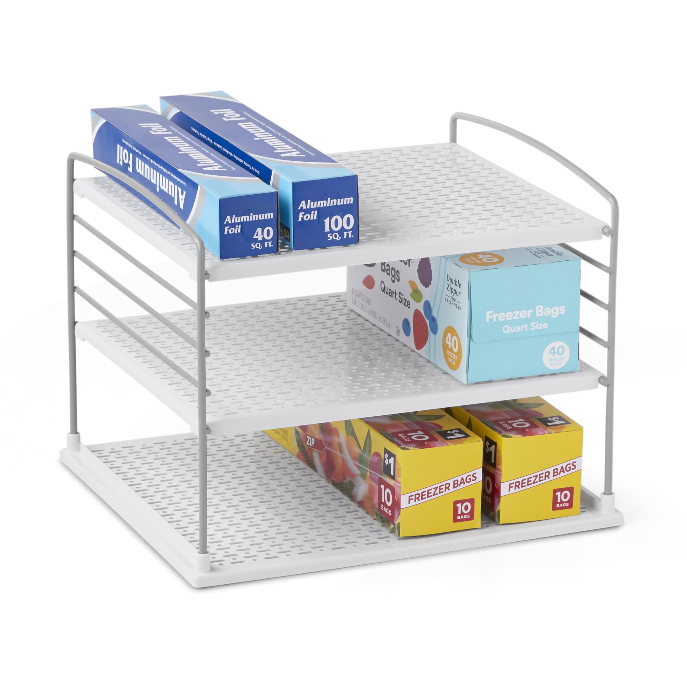 YouCopia UpSpace Cabinet Box Organizer, Adjustable Kitchen and Pantry Shelf for Plastic Wrap and Foil Storage, Medium