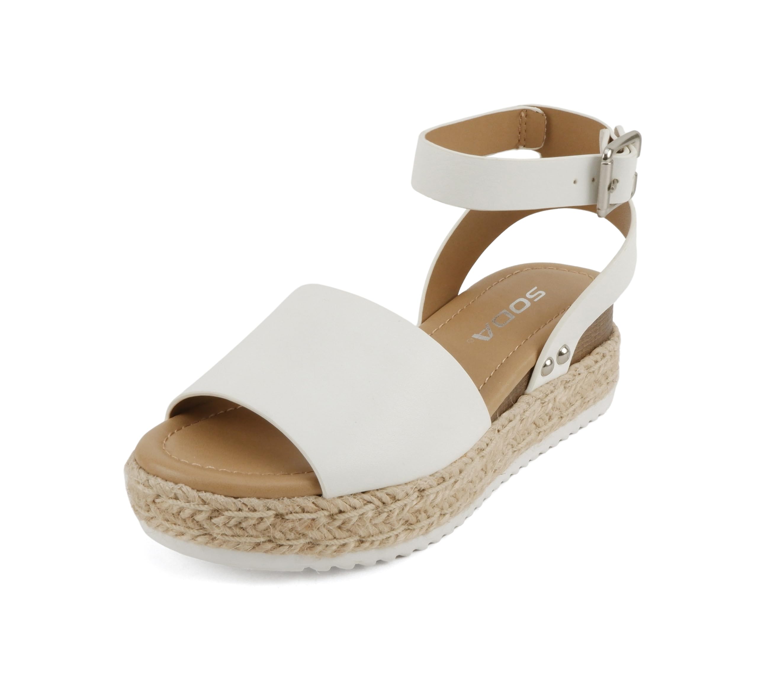 Soda Little Kids/Children/Girls Topic-IIS Espadrille Flatform Wedge Open Toe Sandals (Off-White, us_footwear_size_system, Little Kid, numeric, medium, 2)