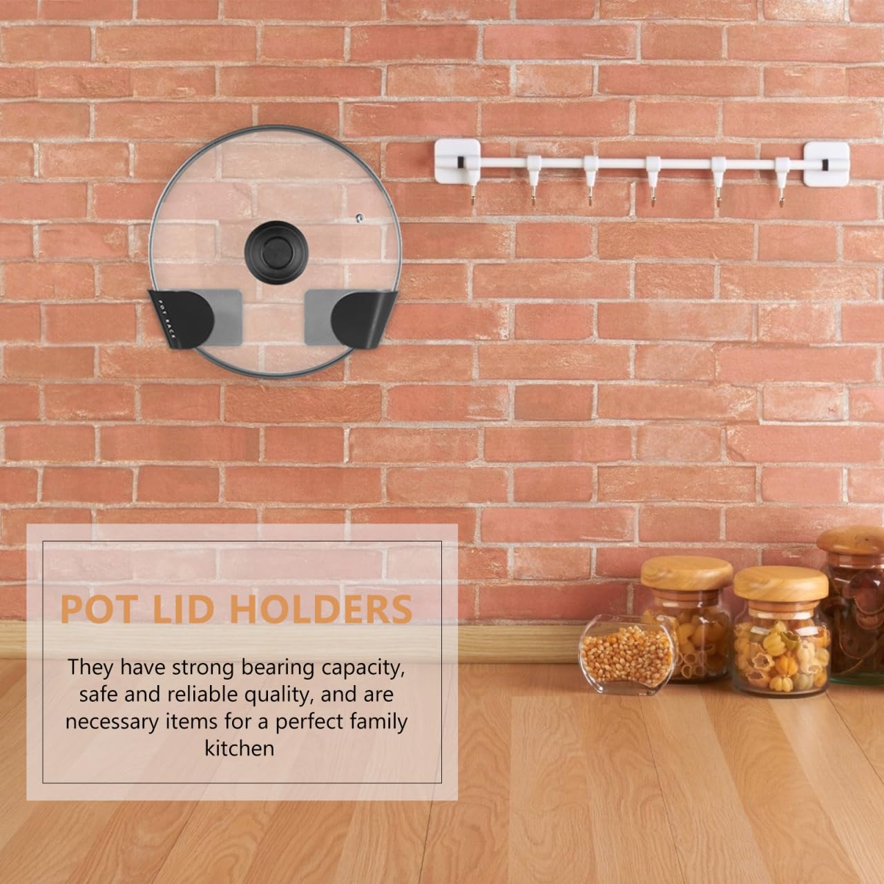 Hemoton 5 Pairs of Wall Mount Pot Lid Organizers Racks Plastic Pot Lid Storage Racks Holders 6.5x5x4.5cm(Black)