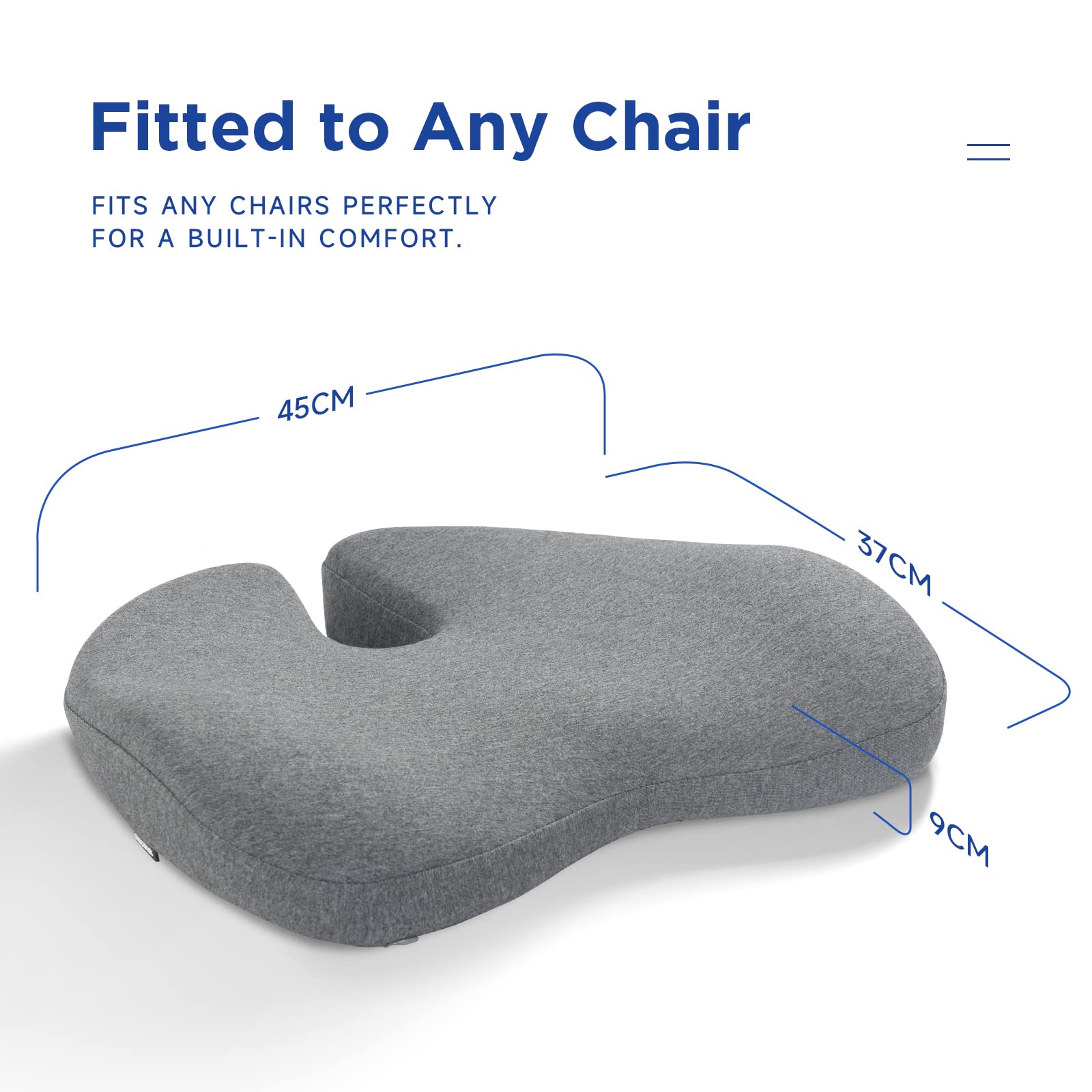 Seat Cushions for Office Chairs Memory Foam Seat Cushion Non-Slip Butt Coccyx Tailbone Sciatica Lower Back Pain Relief for Car Wheelchair Computer Desk Chair(Dark Grey)