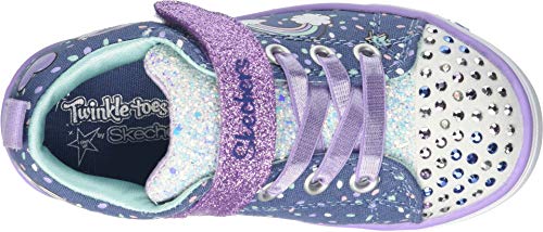 Skechers Kids Girls Sparkle LITE-Unicorn Craze Sneaker, Denim/Lavender, 2 Little Kid