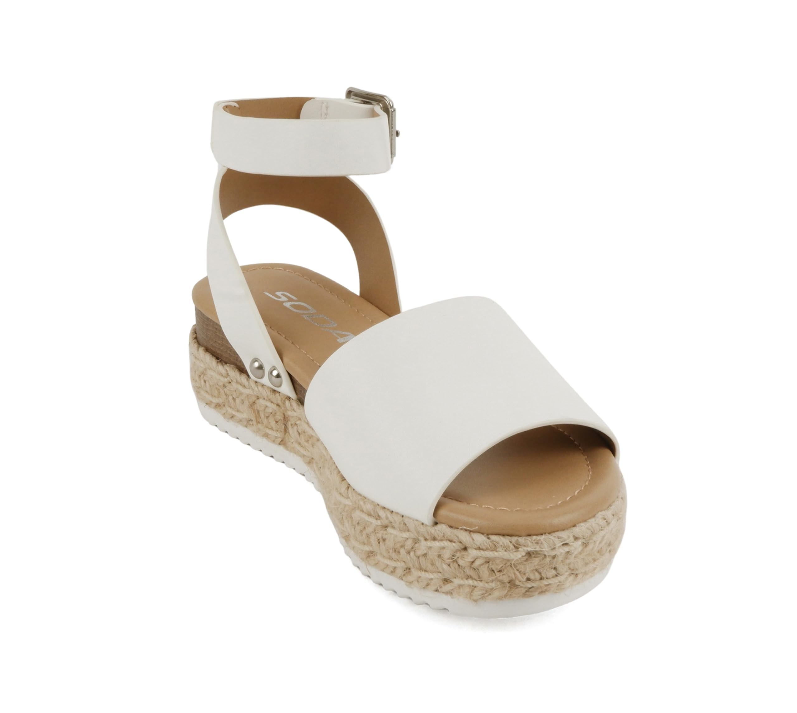 Soda Little Kids/Children/Girls Topic-IIS Espadrille Flatform Wedge Open Toe Sandals (Off-White, us_footwear_size_system, Little Kid, numeric, medium, 2)
