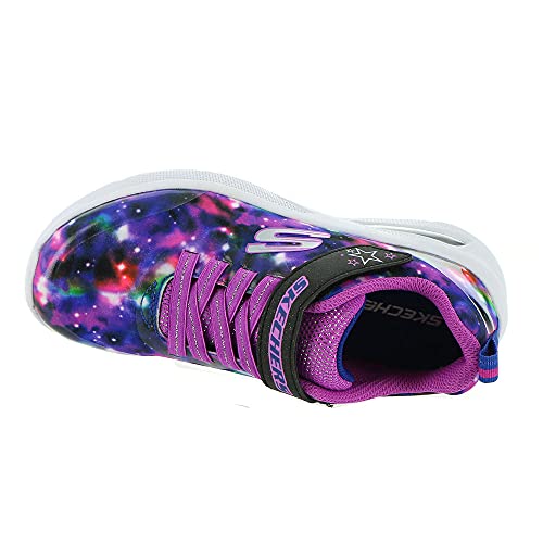 Skechers Kids Girls Microspec Max-Spiral Galaxy Sneaker, Black/Multi, 2 Little Kid