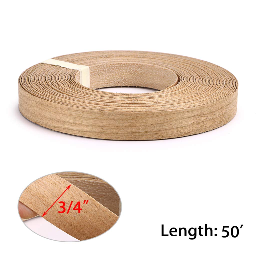 Skelang Cherry 3/4" x 50' Roll Wood Veneer Edge Banding Preglued Iron-On with Hot Melt Adhesive Edgebanding Flexible Wood Tape