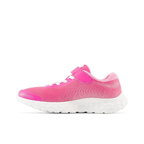 New Balance Girls DynaSoft 520 V8 Bungee Running Shoe, Hi-Pink/White/Signal Pink, 2 Little Kid