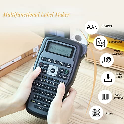 MarkDomain Label Maker Printer with 1pc JM-231 Label Tape, E1000 Label Machine and 4-Pack Compatible Label Tape Replacement for Brother TZe211 TZe-211 1/4"(6mm) x 26.2'(8m) Black on White
