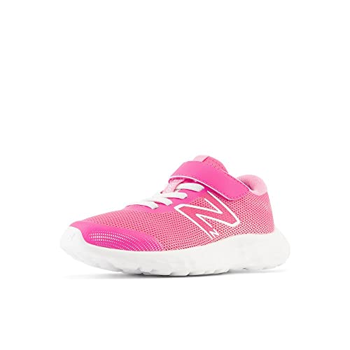 New Balance Girls DynaSoft 520 V8 Bungee Running Shoe, Hi-Pink/White/Signal Pink, 2 Little Kid