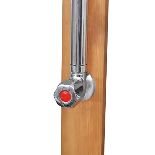 vidaXL Solid Wood Fir Wooden Garden Shower Portable Mobile Pressure Adjustable Outdoor Camping