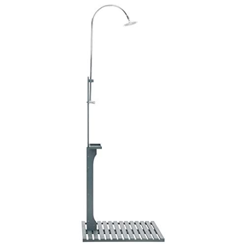 vidaXL Solid Wood Fir Wooden Garden Shower Portable Mobile Pressure Adjustable Outdoor Camping