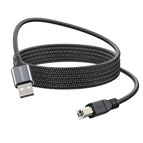 MOSWAG USB Printer Cable 5FT/1.5Meter Scanner Cable USB Printer Cord Type A to Type B Durable USB 2.0 Scanner Cord High Speed for HP,Canon,Dell,Epson,Lexmark,Xerox,Brother,Samsung and More