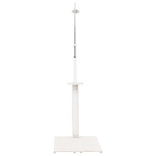 vidaXL Solid Wood Fir Wooden Garden Shower Portable Mobile Pressure Adjustable Outdoor Camping