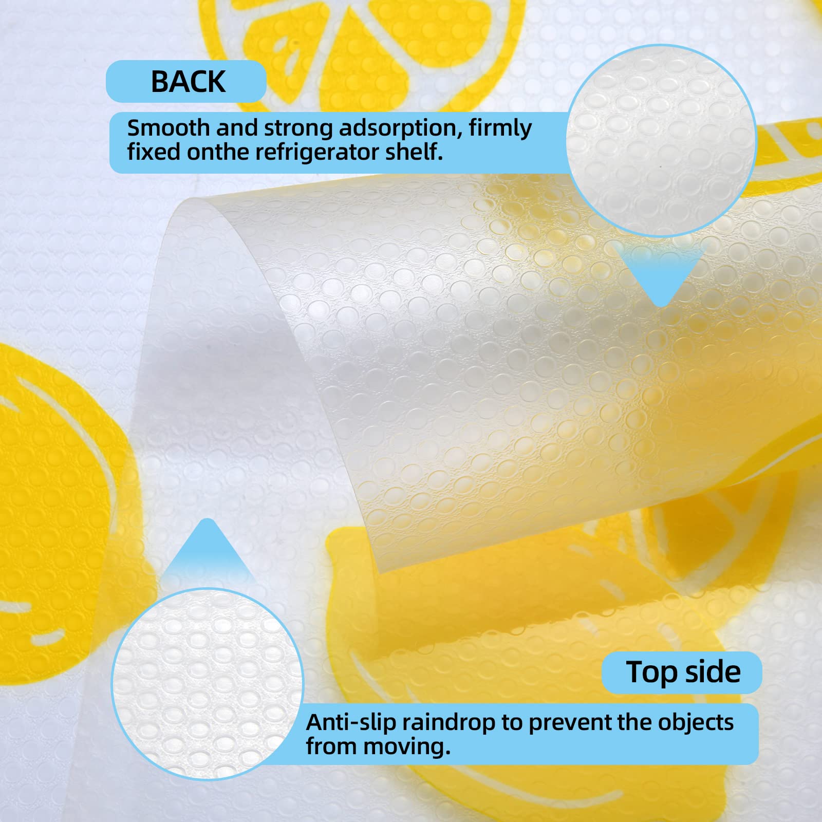 12 Pcs Refrigerator Liners, 17.7"x11.8" Washable Fridge Liner for Drawer/Cabinet Shelf Liner, Non-Slip EVA Multi-Use Shelf & Refrigerator Mats - BPA Free (Lemon)