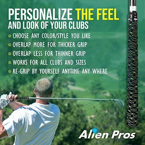 ALIEN PROS Golf Grip Wrapping Tapes (3-Pack) - Innovative Golf Club Grip Solution - Enjoy a Fresh New Grip Feel in Less Than 1 Minute (3-Pack, Black Cubic)