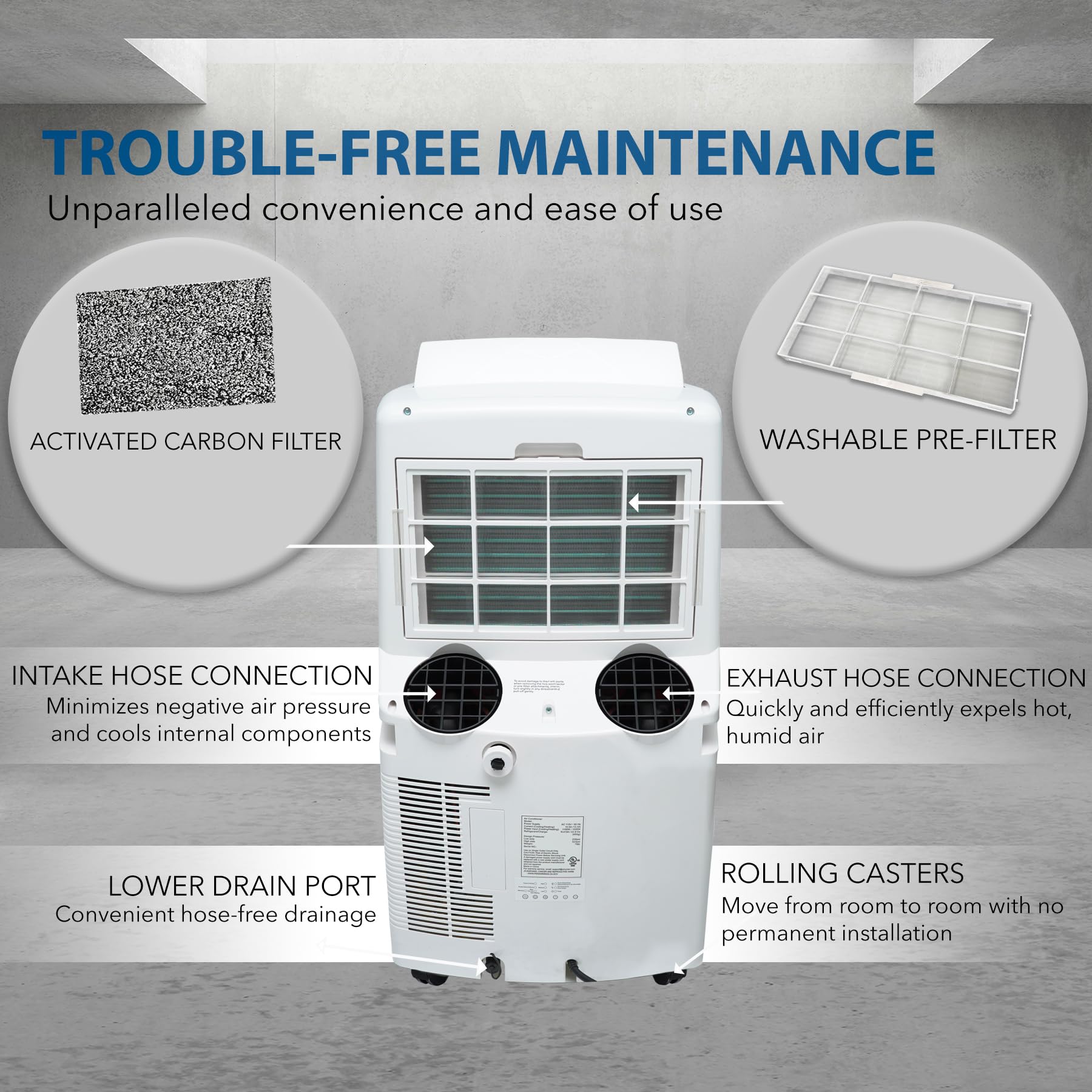 Whynter ARC-12SD 12,000 BTU (6,936 BTU SACC) Dual Hose Cooling Portable Air Conditioner, Dehumidifier, and Fan with Activated Carbon Filter plus Storage bag, up to 400 sq ft in White
