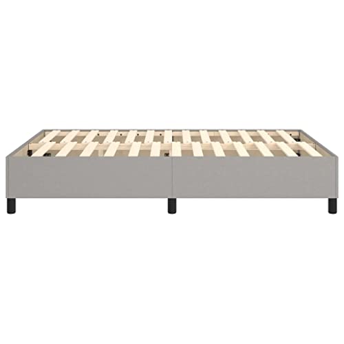 vidaXL Box Spring Bed Frame Home Indoor Bedroom Bed Accessory Wooden Upholstered Double Bed Base Furniture Light Gray 59.8"x79.9" Queen Fabric