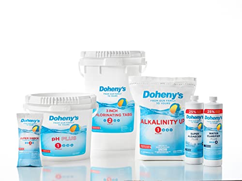 Doheny's 3 Inch Swimming Pool Chlorine Tablets | Pro-Grade Pool Sanitizer | Long Lasting & Slow Dissolving | Individually Wrapped | 99% Active Ingredient, 90% Stabilized Chlorine | 50 LB Bucket