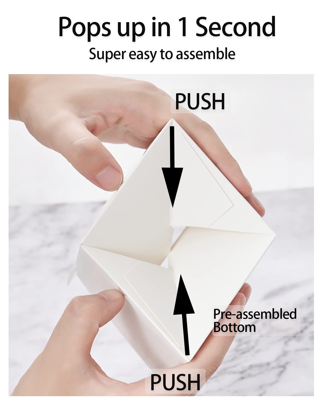 Happyhiram Cupcake Boxes 50 Pcs White Individual Cupcake Box, Single Cupcake Containers Cardboard Holders with Inserts and Window for Muffins Cocoa Bombs Packaging Togo Boxes for Birthdays Showers Party Favors Packing