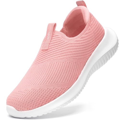 STQ Girls Shoes for Kids Slip on Sneakers School Gym Athletic Tennis Shoes Pink Size 2 Little Kid