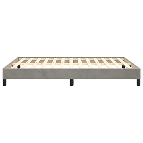vidaXL Bed Frame Home Indoor Bed Accessory Bedroom Upholstered Wooden Double Bed Base Frame Furniture Light Gray 53.9"x74.8" Full Velvet