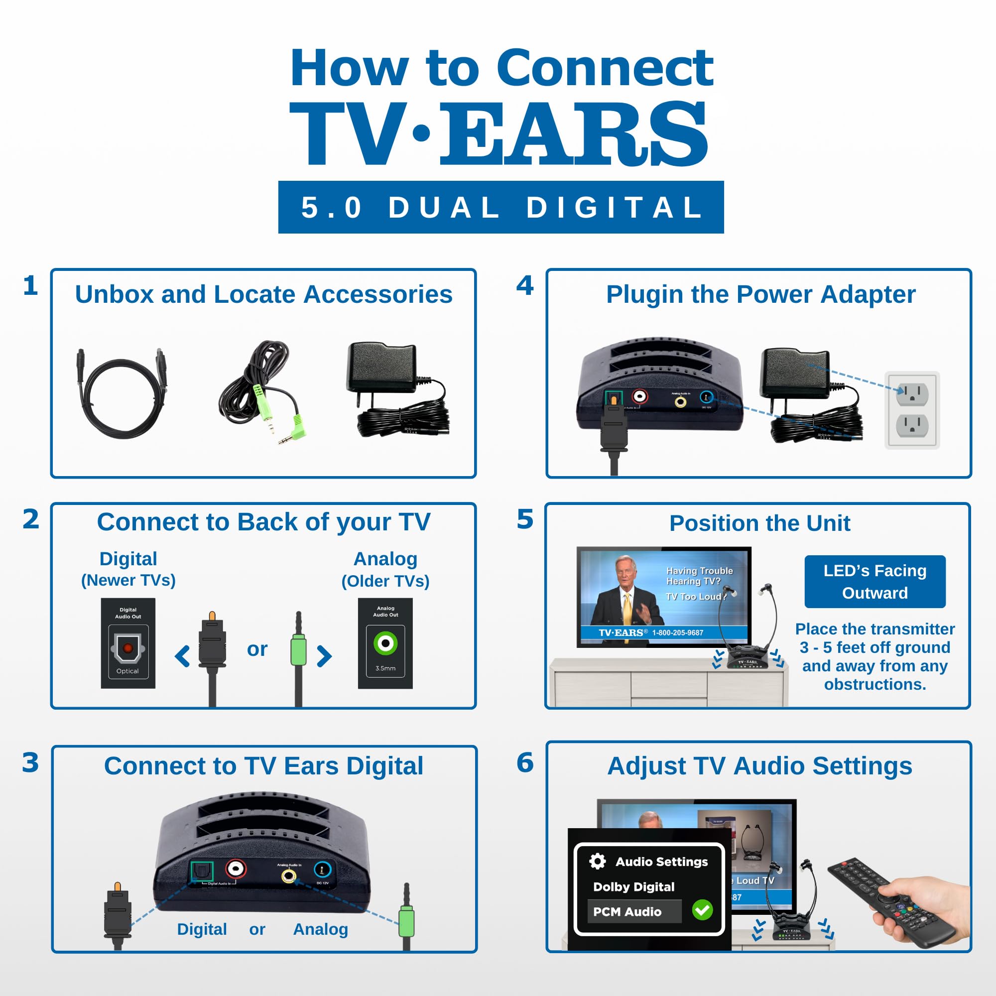 TV Ears Dual Digital Wireless Headset System - Use 2 Headsets at same time w/ Different Volume, Supports All TVs, Ideal for Seniors & Hearing Impaired, Infrared, Plug N' Play - Dr Recommended - 11841