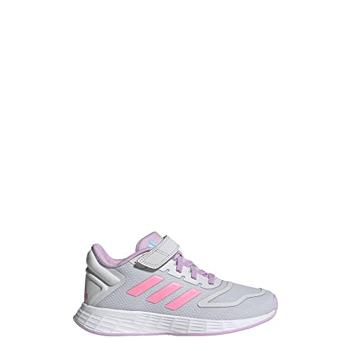 adidas Duramo 10 Running Shoe, Dash Grey/Beam Pink/Bliss Lilac (Cross Strap), 2 US Unisex Little Kid