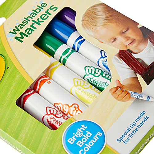 Crayola MyFirst Washable Markers - Assorted Colours (Pack of 8) | Easy-Grip Markers Perfect for Toddlers Hands | Ideal for Kids Aged 12+ Months