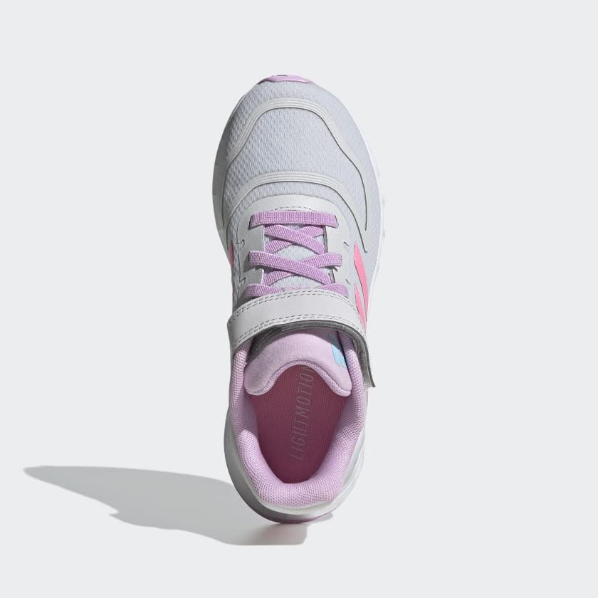 adidas Duramo 10 Running Shoe, Dash Grey/Beam Pink/Bliss Lilac (Cross Strap), 2 US Unisex Little Kid