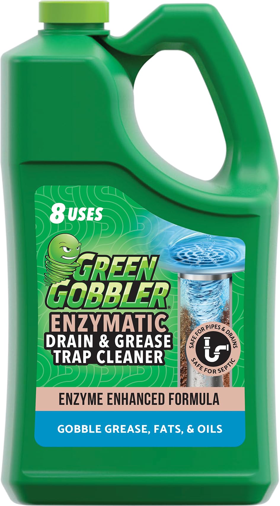 Green Gobbler ENZYMES for Grease Trap & Sewer - Controls Foul Odors & Breaks Down Grease, Paper, Fat & Oil in Sewer Lines, Septic Tanks & Grease Traps (1 Gallon)