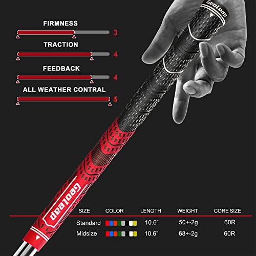 Geoleap Golf Grips Set of 13- Cord Rubber Compound Material, Hybrid Golf Club Grips, All Weather Performance.(Blue, Standard)