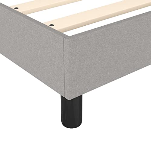 vidaXL Box Spring Bed Frame Home Indoor Bedroom Bed Accessory Wooden Upholstered Double Bed Base Furniture Light Gray 59.8"x79.9" Queen Fabric