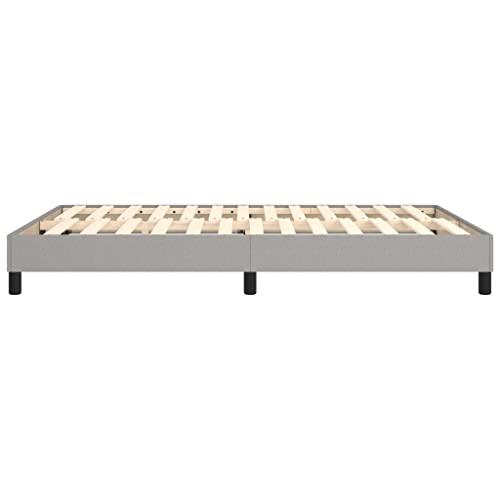 vidaXL Box Spring Bed Frame Home Indoor Bedroom Bed Accessory Wooden Upholstered Double Bed Base Furniture Light Gray 59.8"x79.9" Queen Fabric