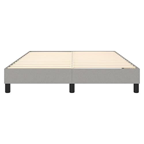 vidaXL Box Spring Bed Frame Home Indoor Bedroom Bed Accessory Wooden Upholstered Double Bed Base Furniture Light Gray 59.8"x79.9" Queen Fabric