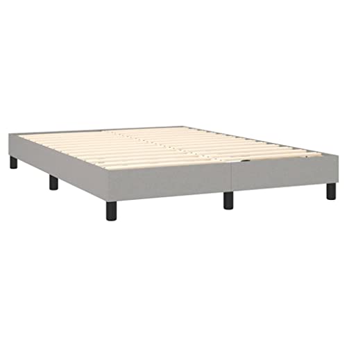 vidaXL Box Spring Bed Frame Home Indoor Bedroom Bed Accessory Wooden Upholstered Double Bed Base Furniture Light Gray 59.8"x79.9" Queen Fabric
