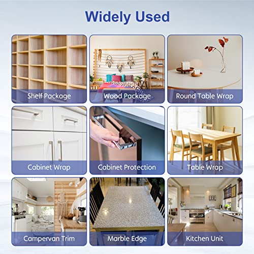 FAKILO U-Shape Edge Banding, 16.4ft TPE Self Adhesive Veneer Edging Trim Flexible Edge Protector, Furniture Edge Strip for Countertop Table Cabinets Shelves Restoration (7/20'' (9mm),Black)