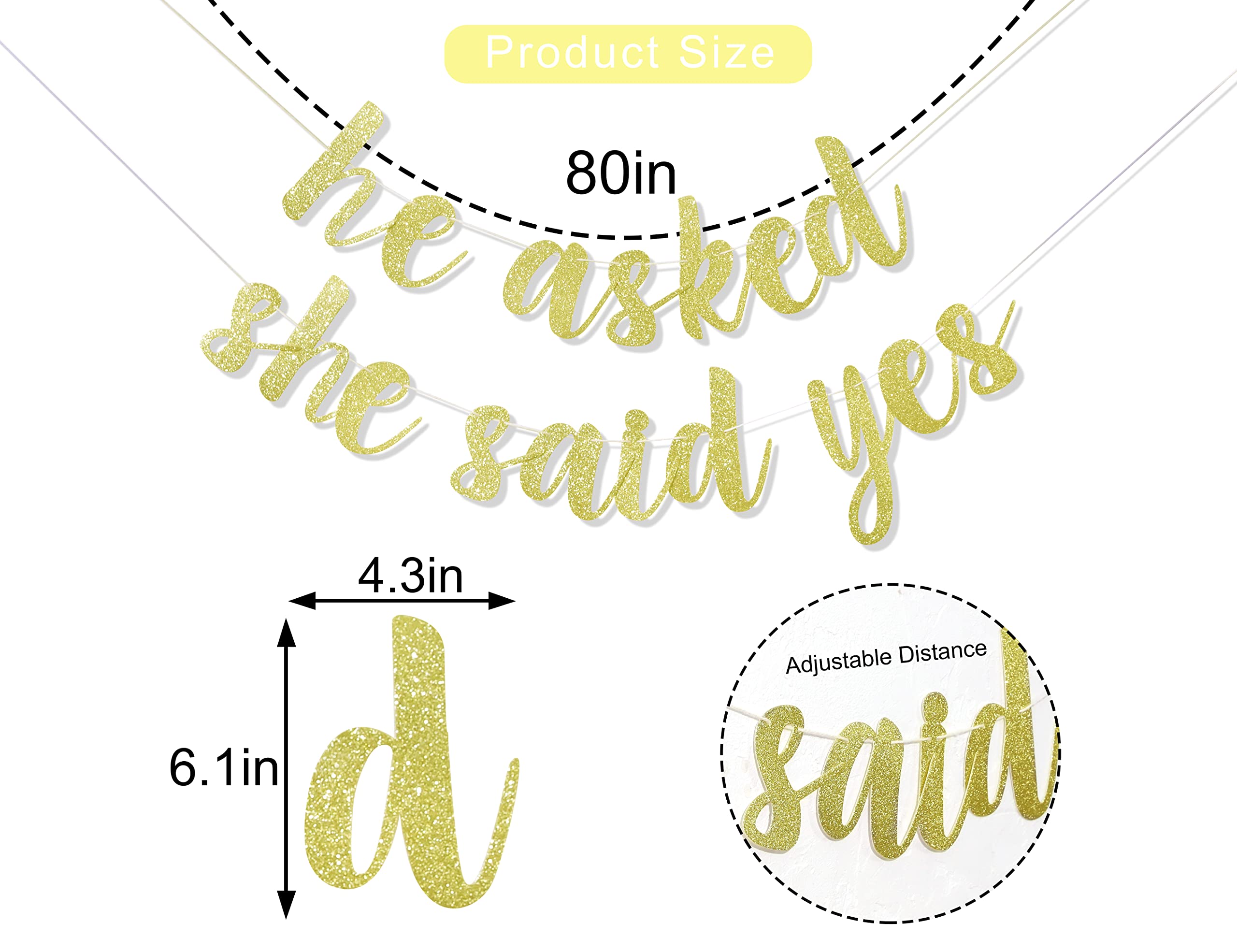 He Asked She Said Yes Bannner - She Said Yes Bannner,bridal Shower Party Decorations Banners,engagement Banner,bridal Party Banner,wedding Engagement Banner