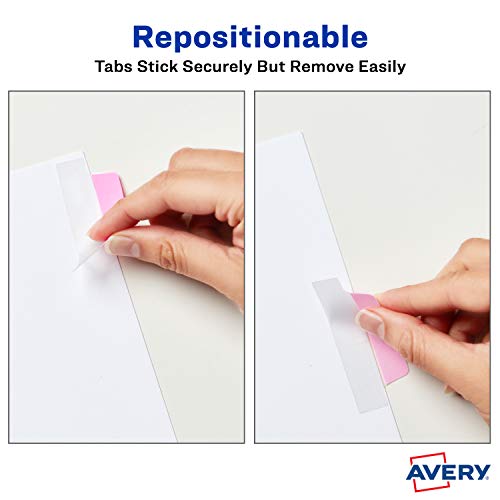 Avery 74769 Ultra Tabs, 2.5 x 1 Inch, 2-Side Writable, Pastel Blue/Pink/Purple/Green, 24 Repositionable Margin Tabs & Margin Ultra Tabs, 2.5" x 1", 2-Side Writable, Assorted Colors, 24 (74768)
