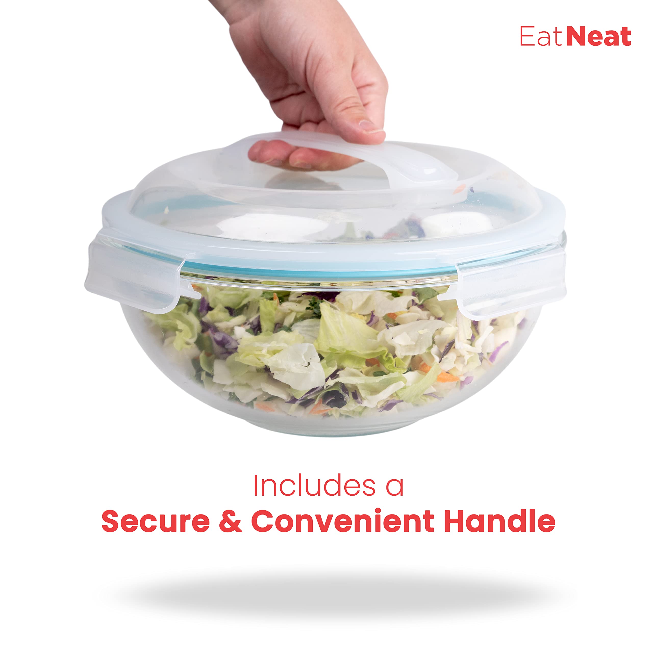 EatNeat 8 pc Round Glass Food Storage Containers With Lids – Premium Glass Meal Prep Containers, Kitchen Food Storage Containers, Clear Lunch Box, Containers For Food, Food Containers for Organizing