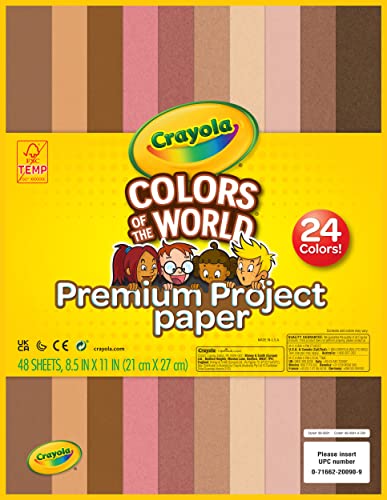 Crayola Construction Paper in Colors of The World, 8.5โ x 11โ, 24 Colors, Craft Supplies, 48 Sheets