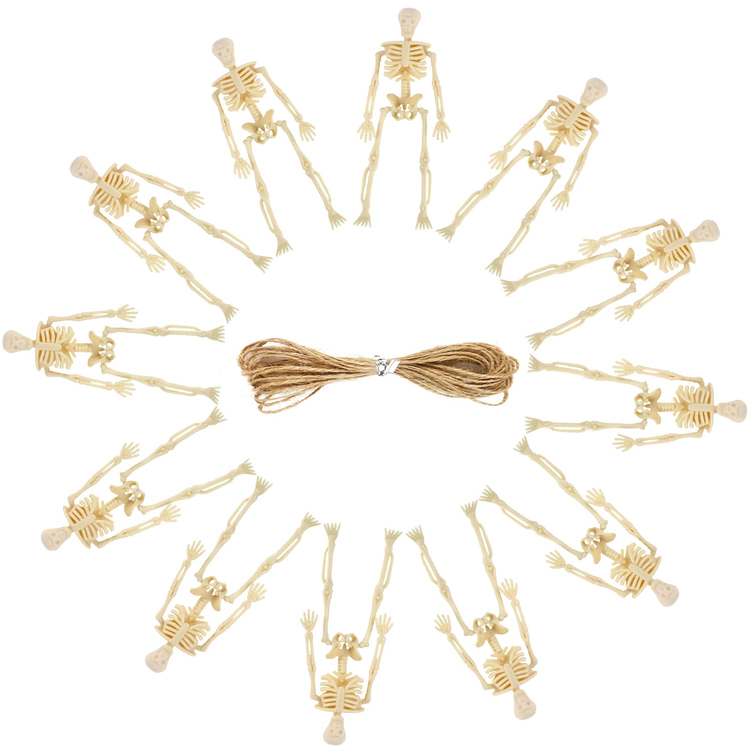 FINGOOO Mini Skeleton Figurines, 12Pcs 6 Inch Small Skeletons Halloween Decorations for Craft Haunted House Accessories Party Favors
