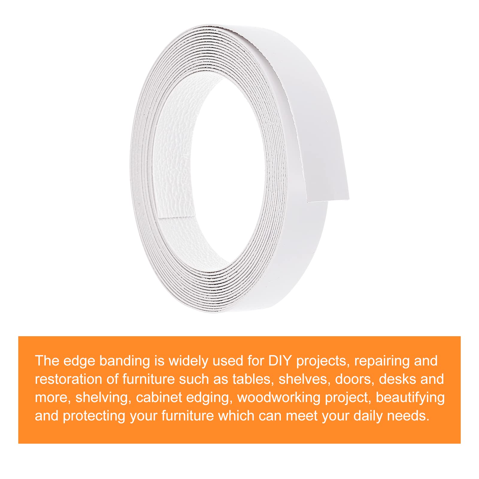 uxcell Edge Banding, 1-1/8 inch x 24.6ft Pre-Glued White Veneer Edging Iron-on Flexible Edge Banding for Cabinet Repair Furniture Restoration