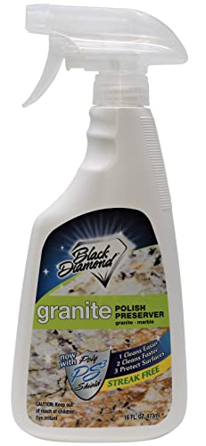 Black Diamond Stoneworks GRANITE PLUS! 2 in 1 Cleaner & Sealer for Granite, Marble, Travertine, Limestone, Ready to Use! (1-Quart) AND Granite Polish Preserver: Wax & Protectant – (1 Pint)