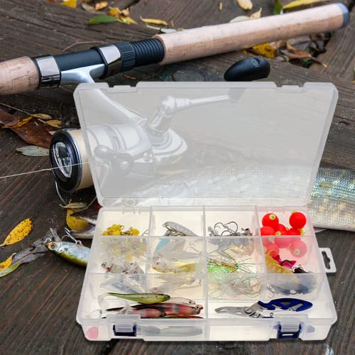 Gefischtter 2pcs Fishing Tackle Box,Tackle Boxes Organizer with Removable Dividers Clear Transparent Storage Trays for Fishing Lures,Baits,Hooks
