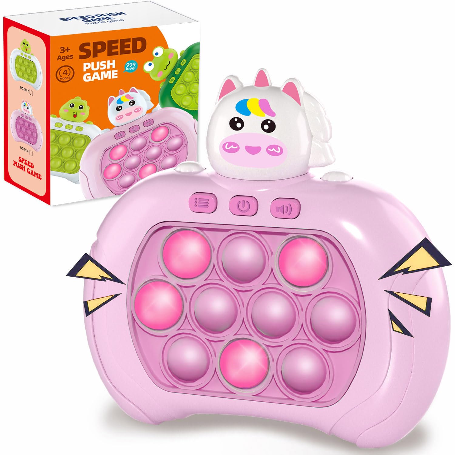 TeaRoo Quick Push Pop Game It Fidget Toys Pro for Kids Adults, Handheld Game Fast Puzzle Game Machine, Push Bubble Stress Toy, Relief Party Favors, Birthday Gifts for Boys and Girls (Pink)