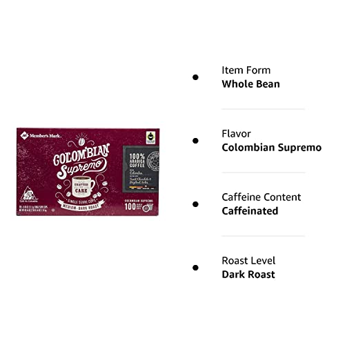 Member's Mark Colombian Supremo Coffee 100 single-serve cups. A1