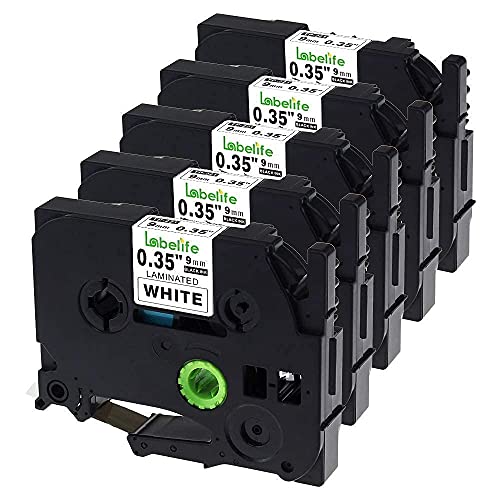 Replacement for Brother Ptouch TZe-221 9mm Label Tapes Bundle with Replace TZe-231 12mm Label Tape, Black on White, (Total 10-Pack)