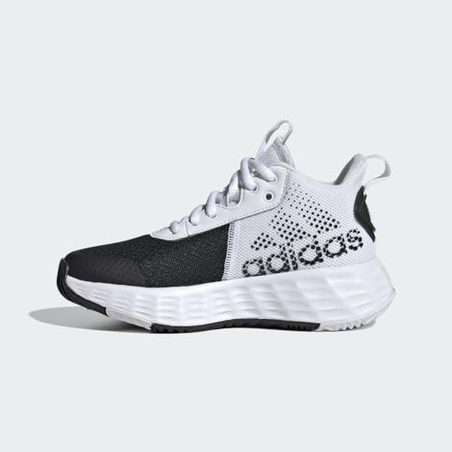 adidas Originals Flex Basketball Shoe, Black/White/Black, 2 US Unisex Little Kid