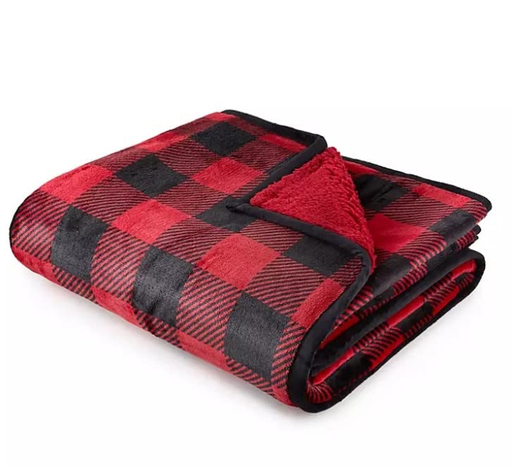Member's Mark Plush Sherpa Throw, 60" x 70" (1, Red/Black Buffalo Paid, 60" x 70")