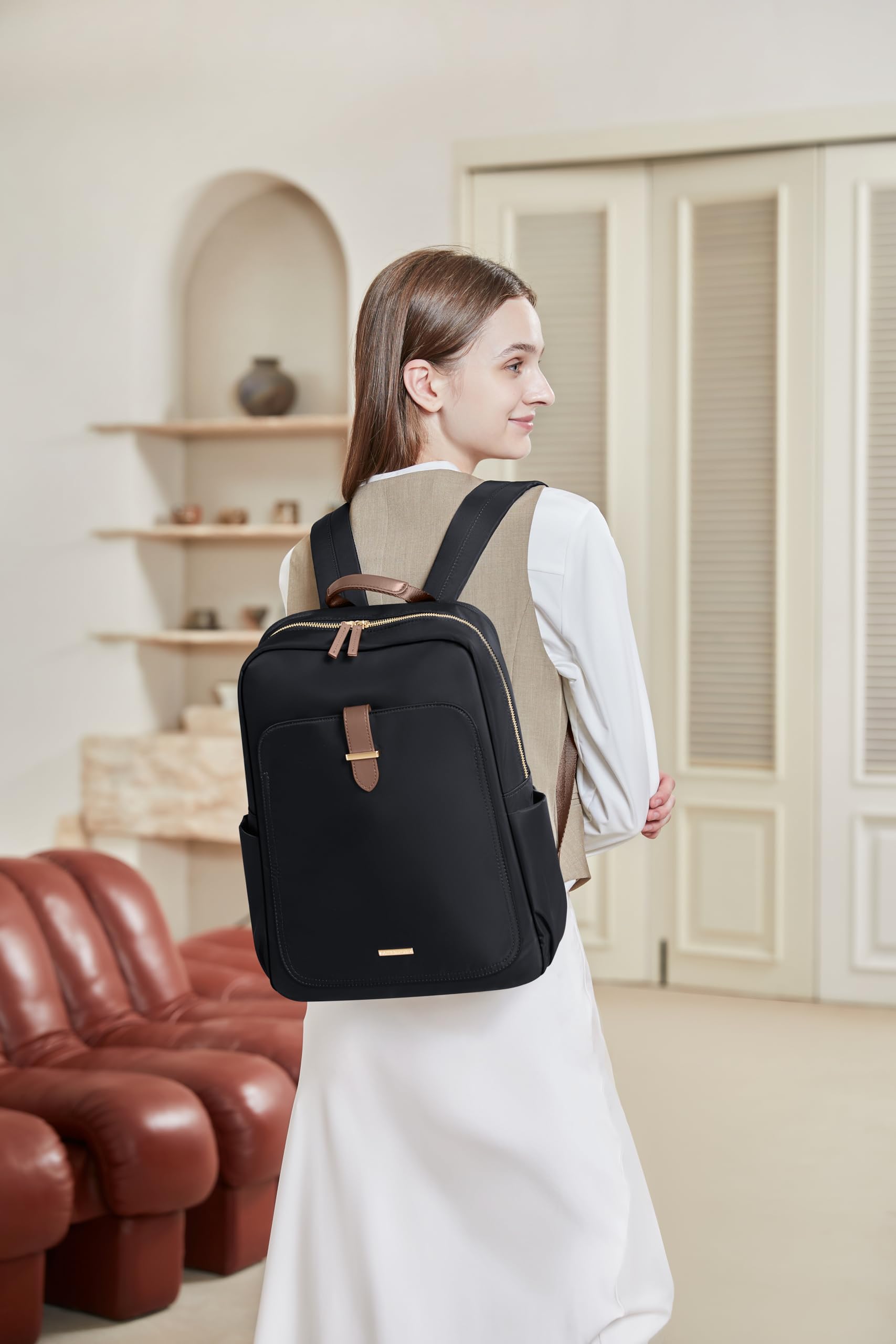 GOLF SUPAGS Laptop Backpack Purse for Women Fits 15 Inch Notebook Casual Daypack Work Travel College School Bookbag Fashion Computer Bag (Black, 15 Inch)