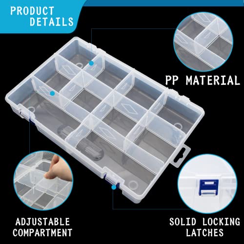 Gefischtter 2pcs Fishing Tackle Box,Tackle Boxes Organizer with Removable Dividers Clear Transparent Storage Trays for Fishing Lures,Baits,Hooks